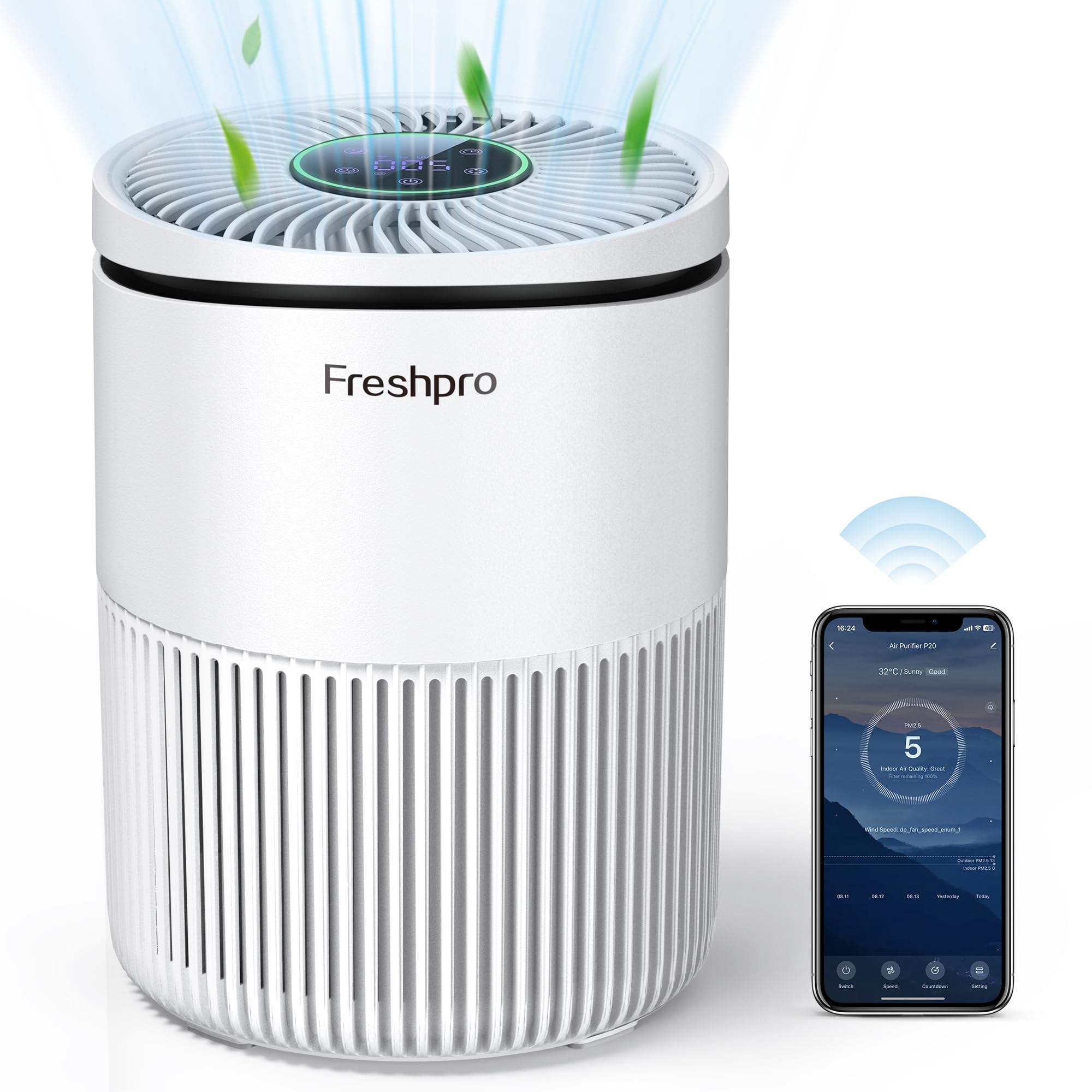 Freshpro 1 Air Purifier for Home, 4 Air Cleaner Filters KF-P20W Replacement Filters (1 Basic Version & 3 Standard Version)