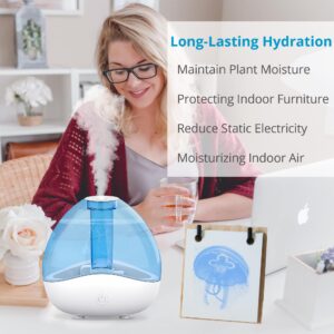 Ultrasonic Cool Mist Humidifier for Bedroom, Quiet Air Humidifier for Baby Home Plant Nursery Desk Office Small Room With 360° Nozzle Rotation 1.5L Water Tank & Auto Shut-Off and Night Light