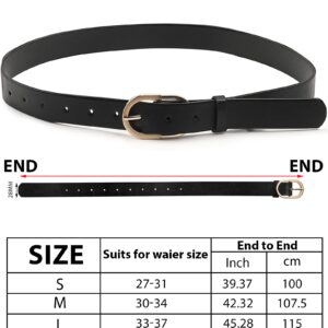 Breathffy 5 Pcs Women's Leather Belts for Jeans Dresses Pants Ladies Belt Bulk with Gold Buckle (White, Black, Camel, Khaki, Apricot,M: Fit Waist Size 31-36 Inches)