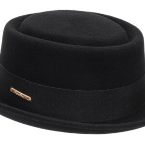 Classic 1920s Pure-Wool Roll-Brim Pork- Pie Fedora-Hat Men Women - Crushable Short-Brim Church Hat Boater-Hat Black