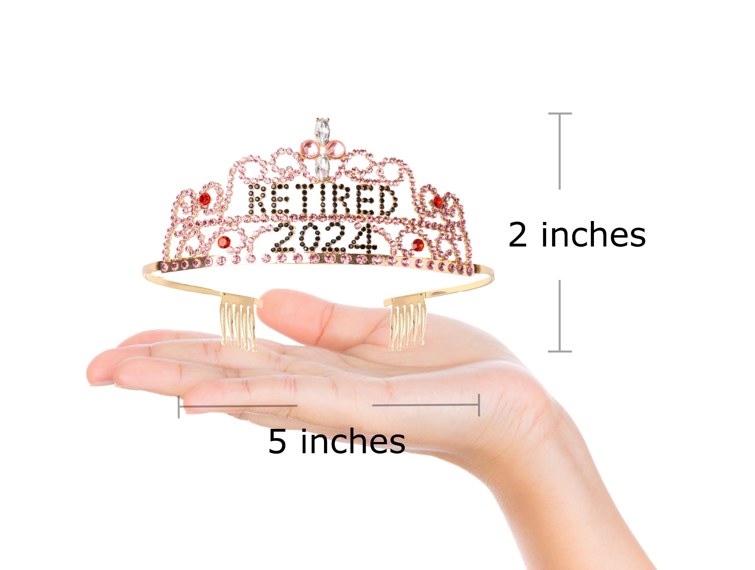 2024 Retirement Tiara & Sash - Officially Retired Sash & Crown for Parties, Events, Gifts, Favors, and Decorations (Pink)