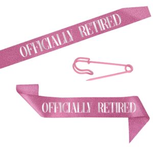 2024 Retirement Tiara & Sash - Officially Retired Sash & Crown for Parties, Events, Gifts, Favors, and Decorations (Pink)