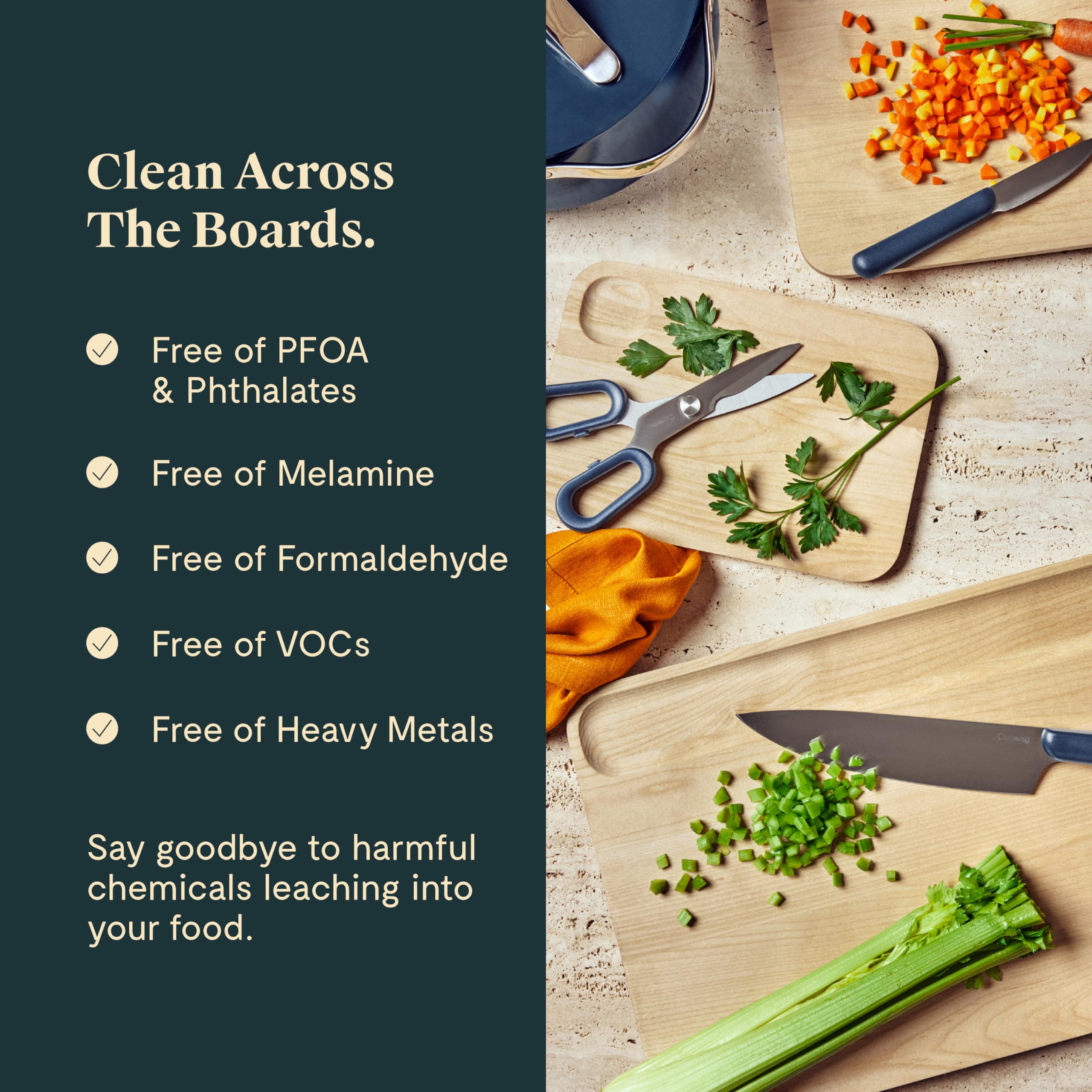 Caraway 4-Piece Double Sided Wood Cutting Board Set - Made From FSC-Certified Birch Wood - Mineral Oil & Wax Finish - 3 Sizes - Small, Medium, & Large - Storage Organizers Included