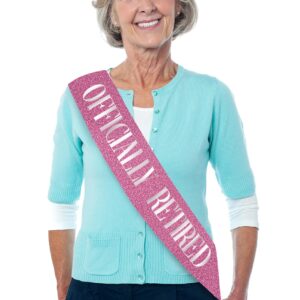 2024 Retirement Tiara & Sash - Officially Retired Sash & Crown for Parties, Events, Gifts, Favors, and Decorations (Pink)