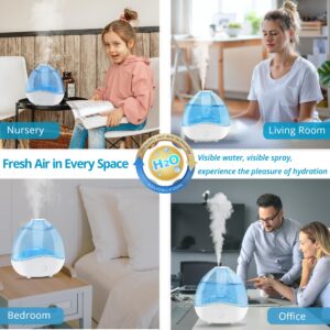 Ultrasonic Cool Mist Humidifier for Bedroom, Quiet Air Humidifier for Baby Home Plant Nursery Desk Office Small Room With 360° Nozzle Rotation 1.5L Water Tank & Auto Shut-Off and Night Light