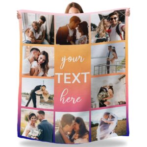 personalized blanket with text & picture customized throw couples gifts custom 10 photos blankets for adult family wife husband valentines day wedding gift