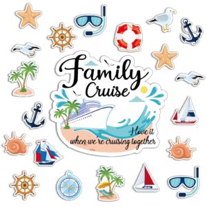 26pcs family cruise door magnets decorations, family cruise ship door magnetic anniversary party sign decors for car fridge refrigerator family carnival cruise stickers decals supplies favors