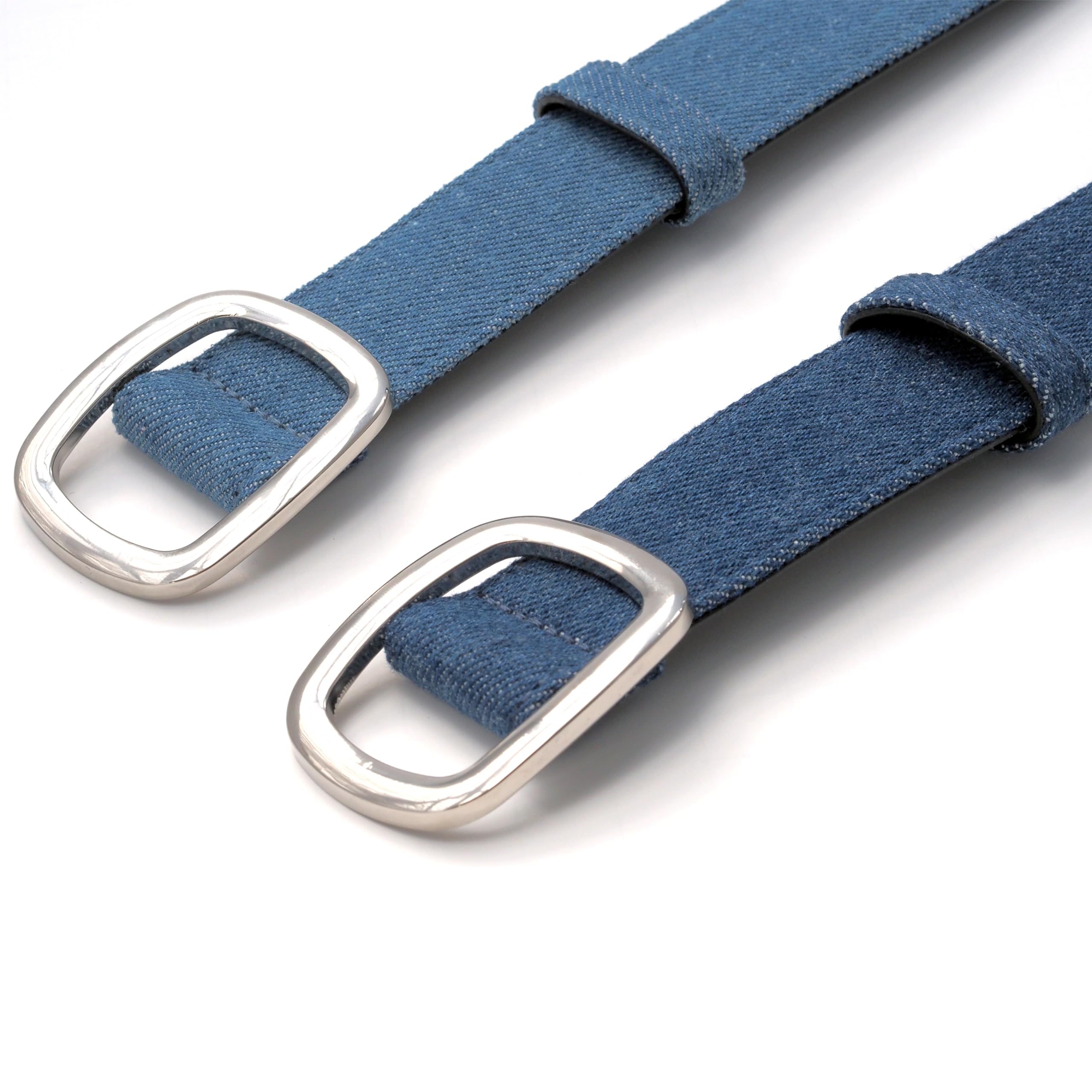 DenimDen 2 Pack Womens Denim Belts for Blue Jeans Belts Fashion Waist Belt for Ladies Pants Dresses