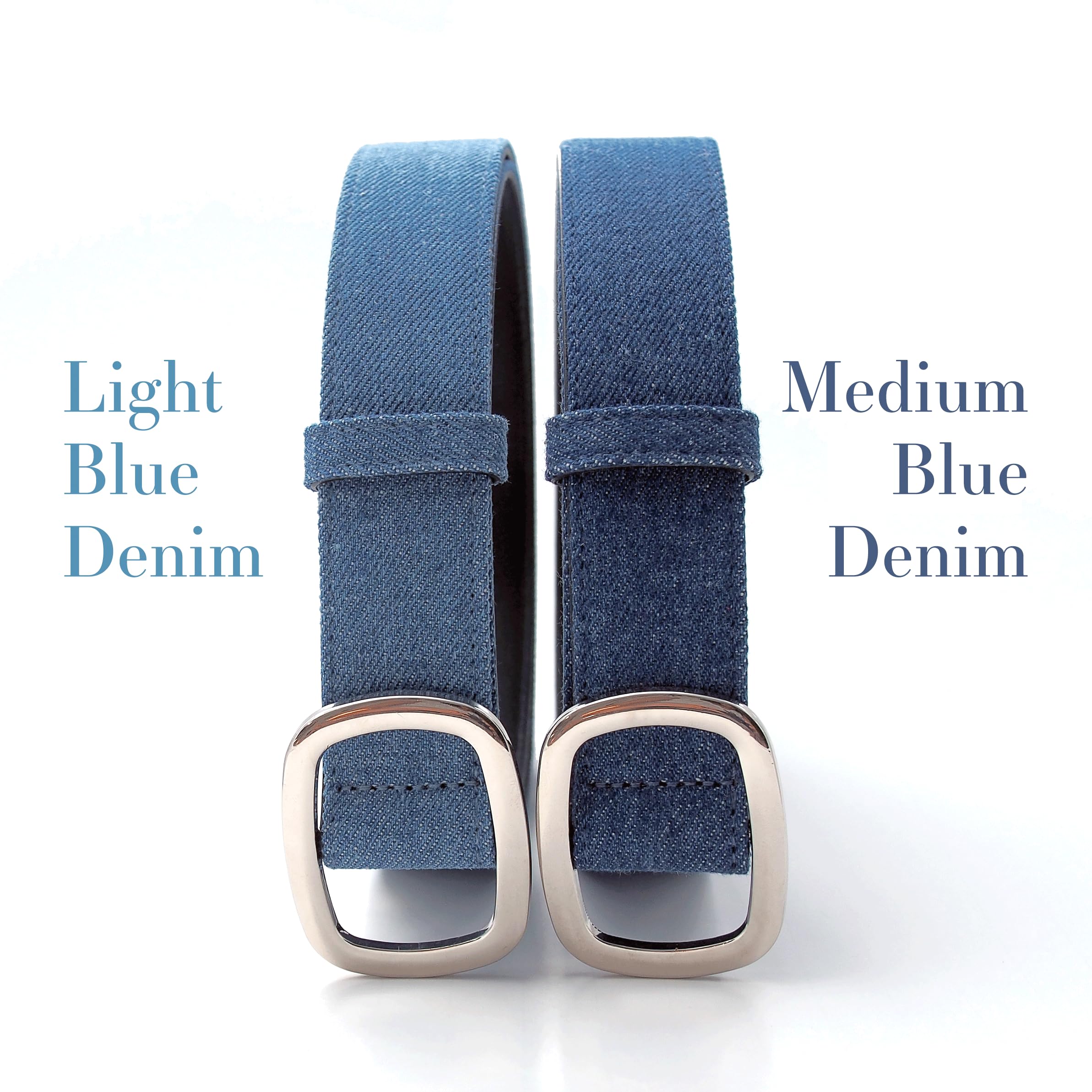 DenimDen 2 Pack Womens Denim Belts for Blue Jeans Belts Fashion Waist Belt for Ladies Pants Dresses