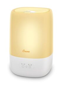 crane ultra-quiet 3-in-1 humidifier, essential oil aroma diffuser & soothing sleep light - compact 1 gallon capacity with adjustable night light & fragrance tray - ideal for bedroom and office