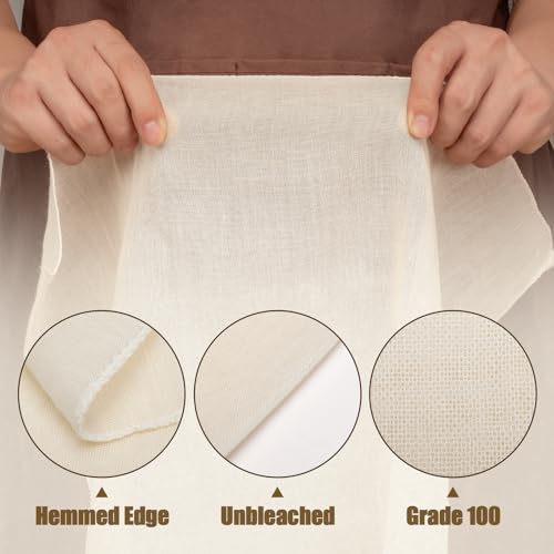 Amrules Cheese Cloths for Straining, 6PCS 20x20 Inch Grade 100 Cheese Cloth, Reusable Washable Unbleached Pure Cotton Cheesecloth for Cooking and Cheese Making with Hemmed Edge