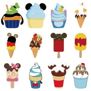 qweryboo 12pcs christmas mouse cruise door magnets stickers fridge refrigerator,cute ice cream magnet car door fridge magnet sticker whiteboards for holiday kitchen locker favors