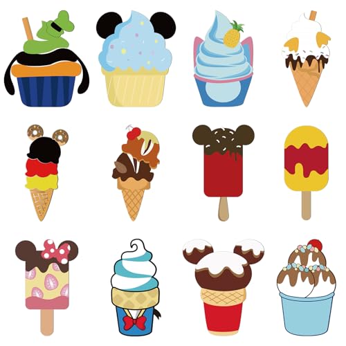 Qweryboo 12Pcs Christmas Mouse Cruise Door Magnets Stickers Fridge Refrigerator,Cute Ice Cream Magnet Car Door Fridge Magnet Sticker Whiteboards for Holiday Kitchen Locker Favors