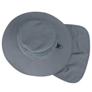 Sun Hats for Men Women Fishing Hat UPF 50+ Breathable Wide Brim Bucket Hats Summer UV Protection Safari Hat with Neck Flap Dark Grey