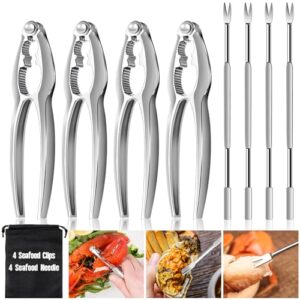 8 pcs lobster crackers and picks set, crab leg cracker tools, stainless steel seafood crackers & forks nut cracker set for eating stake support