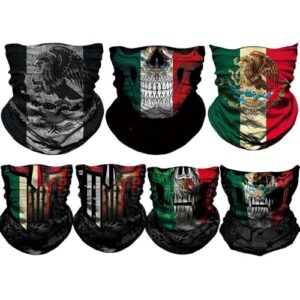 dhsou 7pcs mexican headwear bandana head wrap face scarf mask outdoor neck warmer balaclava skeleton mexico flag