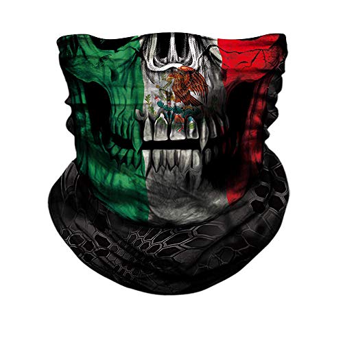 DHSOU 7Pcs Mexican Headwear Bandana Head Wrap Face Scarf Mask Outdoor Neck Warmer Balaclava Skeleton Mexico Flag