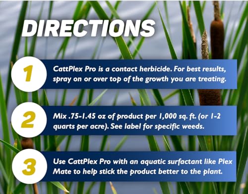 CattPlex Pro - Aquatic Herbicide - Kills Cattails, Water Lilies, Grasses & More - Quart (32 Ounces)