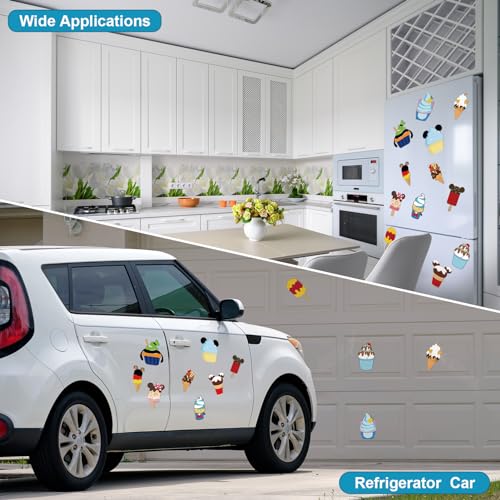 Qweryboo 12Pcs Christmas Mouse Cruise Door Magnets Stickers Fridge Refrigerator,Cute Ice Cream Magnet Car Door Fridge Magnet Sticker Whiteboards for Holiday Kitchen Locker Favors