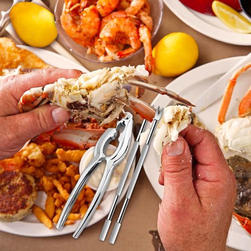 8 Pcs Lobster Crackers and Picks Set, Crab Leg Cracker Tools, Stainless Steel Seafood Crackers & Forks Nut Cracker Set for Eating Stake Support