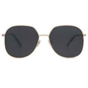 sojos trendy oversized hexagonal sunglasses for women men stylish uv400 sunnies with spring hinges sj1210, gold/black