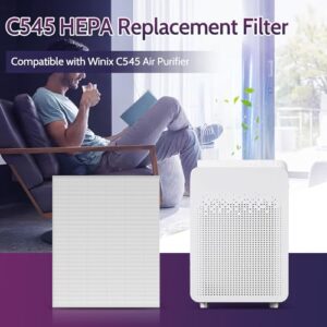 XBGG 3 Pack C545 Replacement Filter S Compatible with Winix C545 Air Purifier Only, C545 True HEPA Filter S Replace Part Number 1712-0096-00 for Winix C545