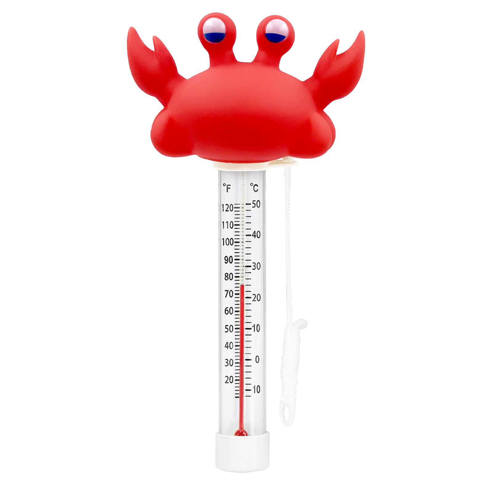 XY-WQ Floating Pool Thermometer, Large Size Easy Read for Water Temperature with String - Swimming Pools, Spas, Hot Tubs, Ponds (Crab)