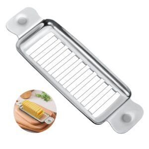 butter & cheese slicer, enloy stainless steel multipurpose cheese slicer food cutter, cheese slicer with ergonomic handle for block cheese, butter slicer cut into 1/4 inch on average, dishwasher safe