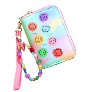 aacks smile coin purse happy face wallet girls small wallet happy kids wallet with charm mini coin pouches with strap preppy wallet aesthetic wallet y2k for women