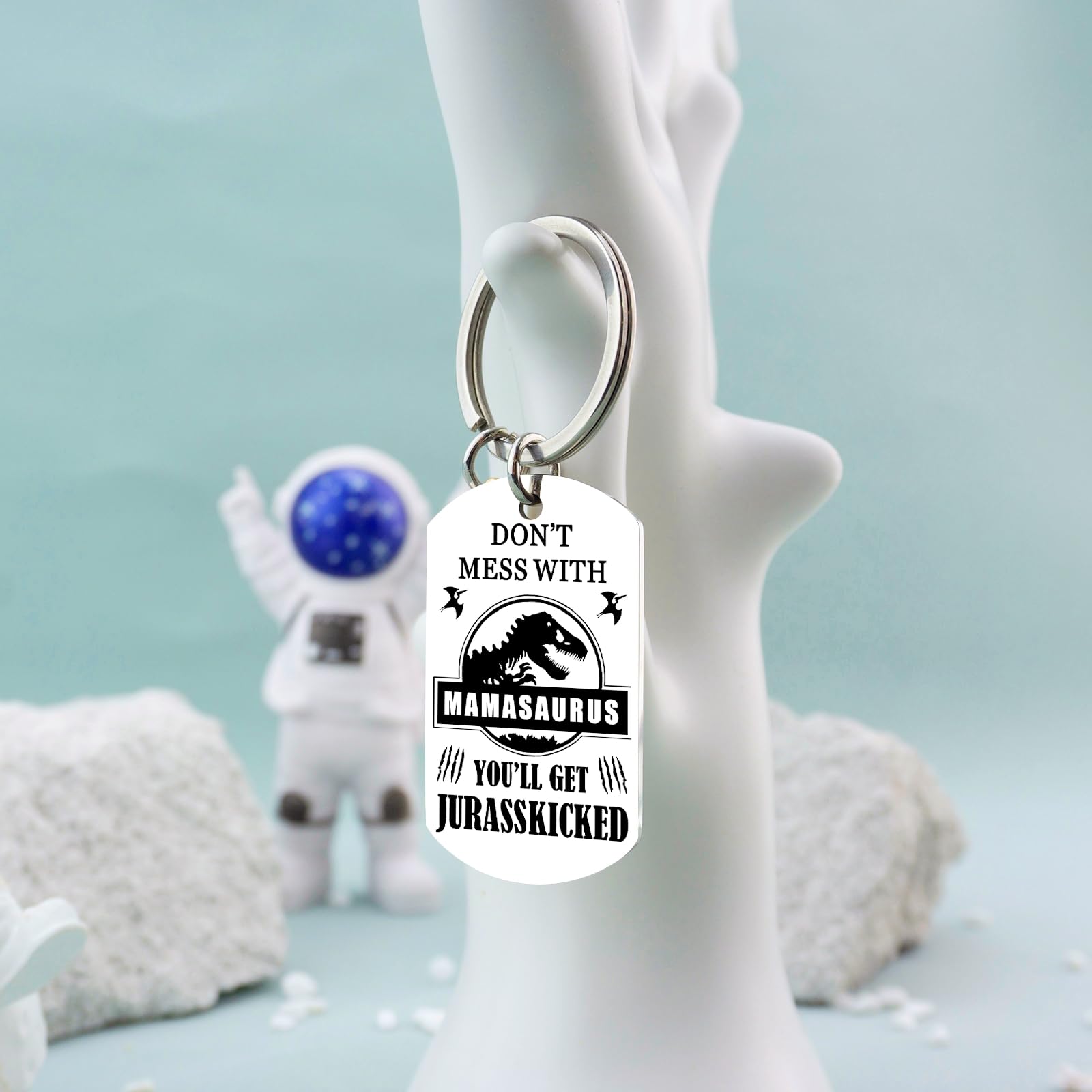 AOBIURV Mothers Day Gifts Funny Keychian Gifts For Mom From Daughter Son Wife New Mom Gifts For Women Mom Birthday Gifts For Mom Don’t Mess With Mamasaurus Keyring