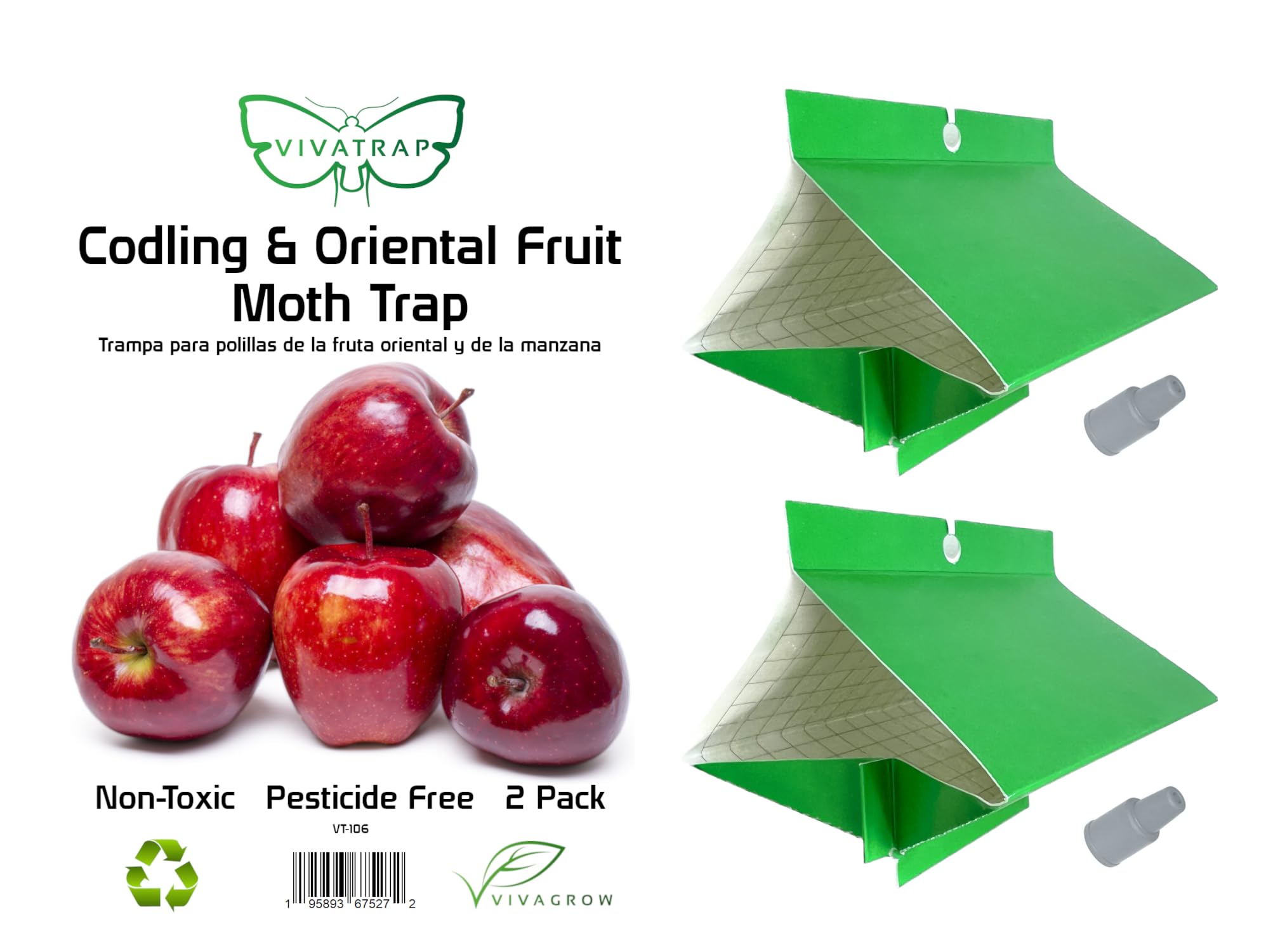 VivaTrap VT-106 Codling + Oriental Fruit Moth Trap & Lure (2 Pack, 8 Week)