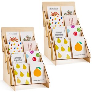 barydat 2 pcs greeting card display stand wooden multipurpose brochure holder stand display racks for vendor events portable magazine literature organizer rack (9 x 9.6 x 17.7 inch)