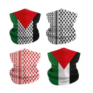 zenruiming 4 pieces of palestinian flag neck gaiter balaclava face mask, multifunctional headscarf, outdoor sunscreen scarf face mask