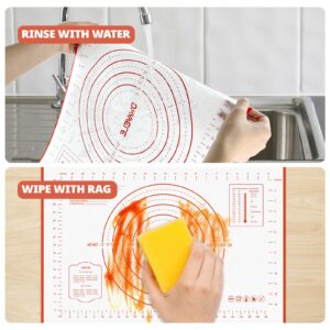 2 Pack Silicone Baking Mat, 24" x 16"Extra Thick Large Non Stick Pastry Mat Sheet for Dough Pie Crust Rolling Mats for Making Cookies Macarons Bread Baking Supplies, Easy to Clean