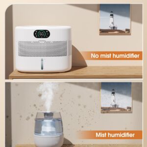 Reuseable Wick Evaporative Humidifier for Bedroom Quiet Healthy Baby Humidifier, No White Dust, Evaporative Humidifier Large Room 800ml/h 3 Speeds, 2 Gal, Timing, Auto Shut off