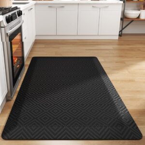 Ophanie Anti Fatigue Cushioned Mat, 9/10 inch Thick, Kitchen mats for Floor, Kitchen Rugs, Waterproof,Comfort Ergonomic Standing Mat for Office, Home, Sink, 20x32 Black Non-Slip Ridged Bottom