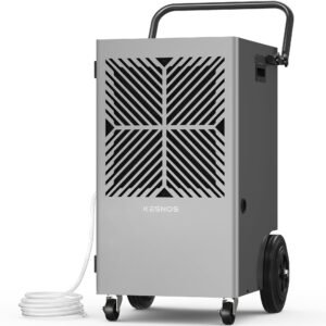 kesnos 155 pints commercial dehumidifier with pump – dehumidifier with drain hose and 24 hr timer in large space up to 7500 sq. ft. – ideal for basements, industrial spaces and job sites