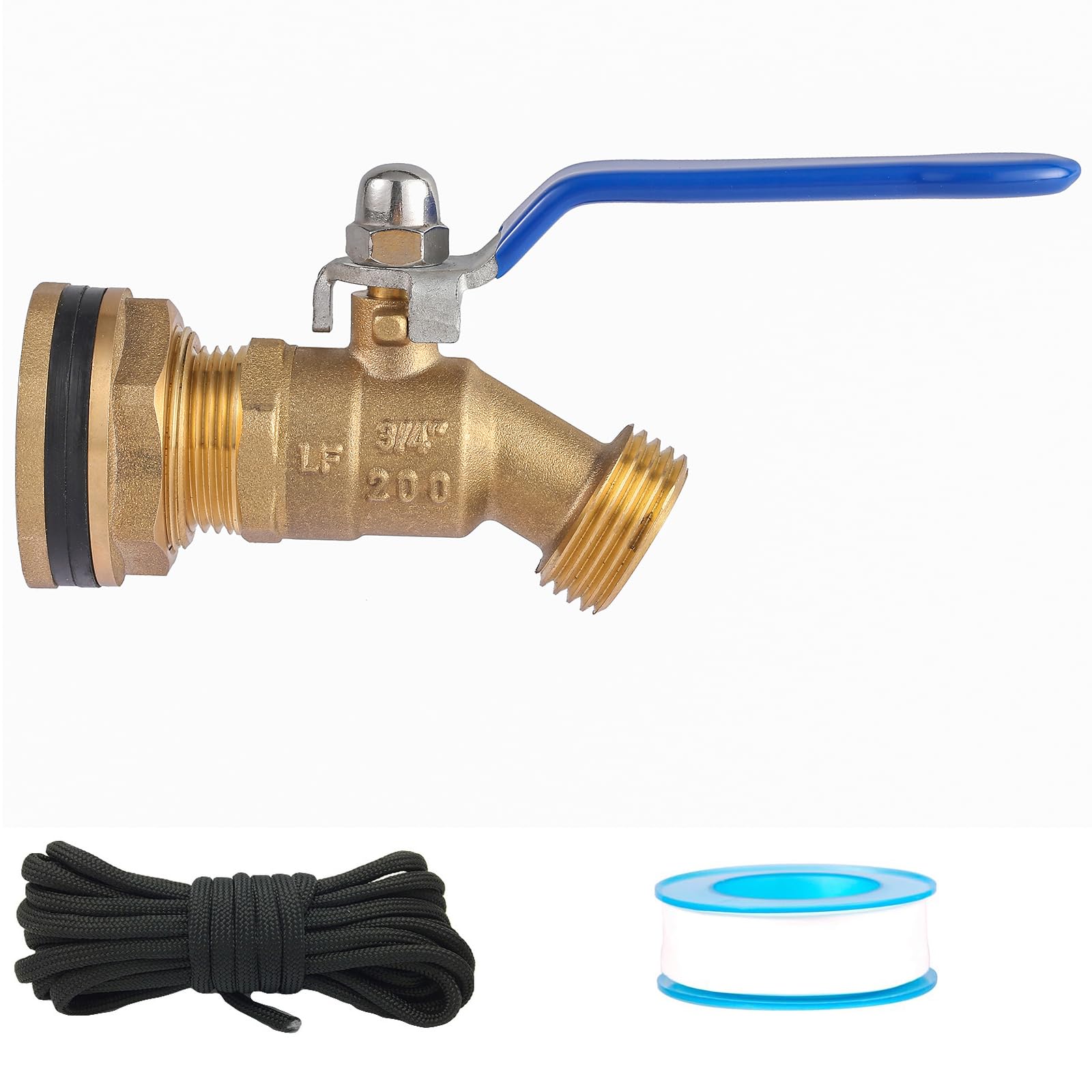 BILAL Brass Rain Barrel Spigot Kit. 55 Gallon Water Tank Faucet, Bulkhead Valve for Outdoor Plastic Bucket rainwater Drum gal Container downspout Collector in Garden, 1 inch O.D. Inlet GHT3/4 Outlet