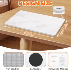 HCFQ Stone Drying Mat for Kitchen Counter,Quick Drying Diatomaceous Earth for Tableware Mat,18x14in Ultra Absorbent Fast Dry Non-Slip Heat Resistant Eco-Friendly Stone Dish Drying Mat( Marble Pattern)