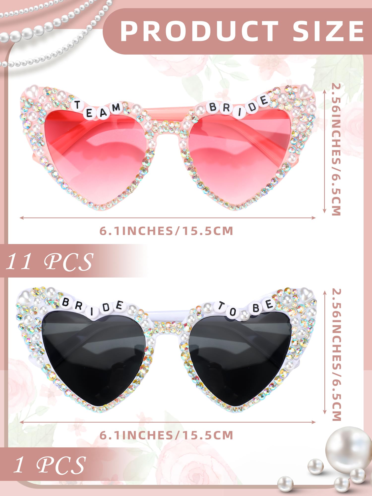 Mootycapa 12 Pcs Bachelorette Party Sunglasses for Bridesmaids Bride Sunglasses for Wedding Party Favors(Team Bride)