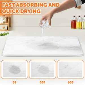 HCFQ Stone Drying Mat for Kitchen Counter,Quick Drying Diatomaceous Earth for Tableware Mat,18x14in Ultra Absorbent Fast Dry Non-Slip Heat Resistant Eco-Friendly Stone Dish Drying Mat( Marble Pattern)