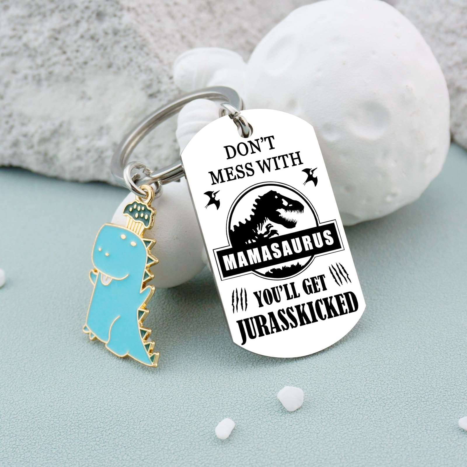 AOBIURV Mothers Day Gifts Funny Keychian Gifts For Mom From Daughter Son Wife New Mom Gifts For Women Mom Birthday Gifts For Mom Don’t Mess With Mamasaurus Keyring