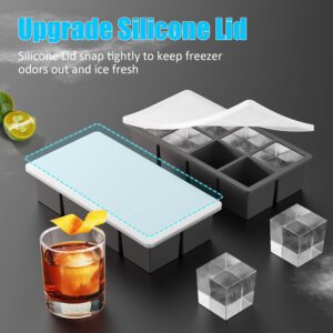 Large Ice Cube Trays for Whiskey: FDDAI Big Silicone Ice Cube Trays - 2Inch Square Ice Cubed Tray for Bourbon Whisky and Cocktail - 2Pack Giant Silicon Ice Cube Tray