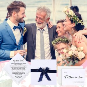 Sherr 2 Sets Wedding Handkerchiefs Mother Father of the Bride Gifts, to My Dad Mom in law Wedding Day Card Set Wedding Gifts