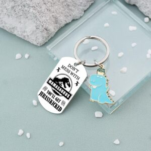 AOBIURV Mothers Day Gifts Funny Keychian Gifts For Mom From Daughter Son Wife New Mom Gifts For Women Mom Birthday Gifts For Mom Don’t Mess With Mamasaurus Keyring