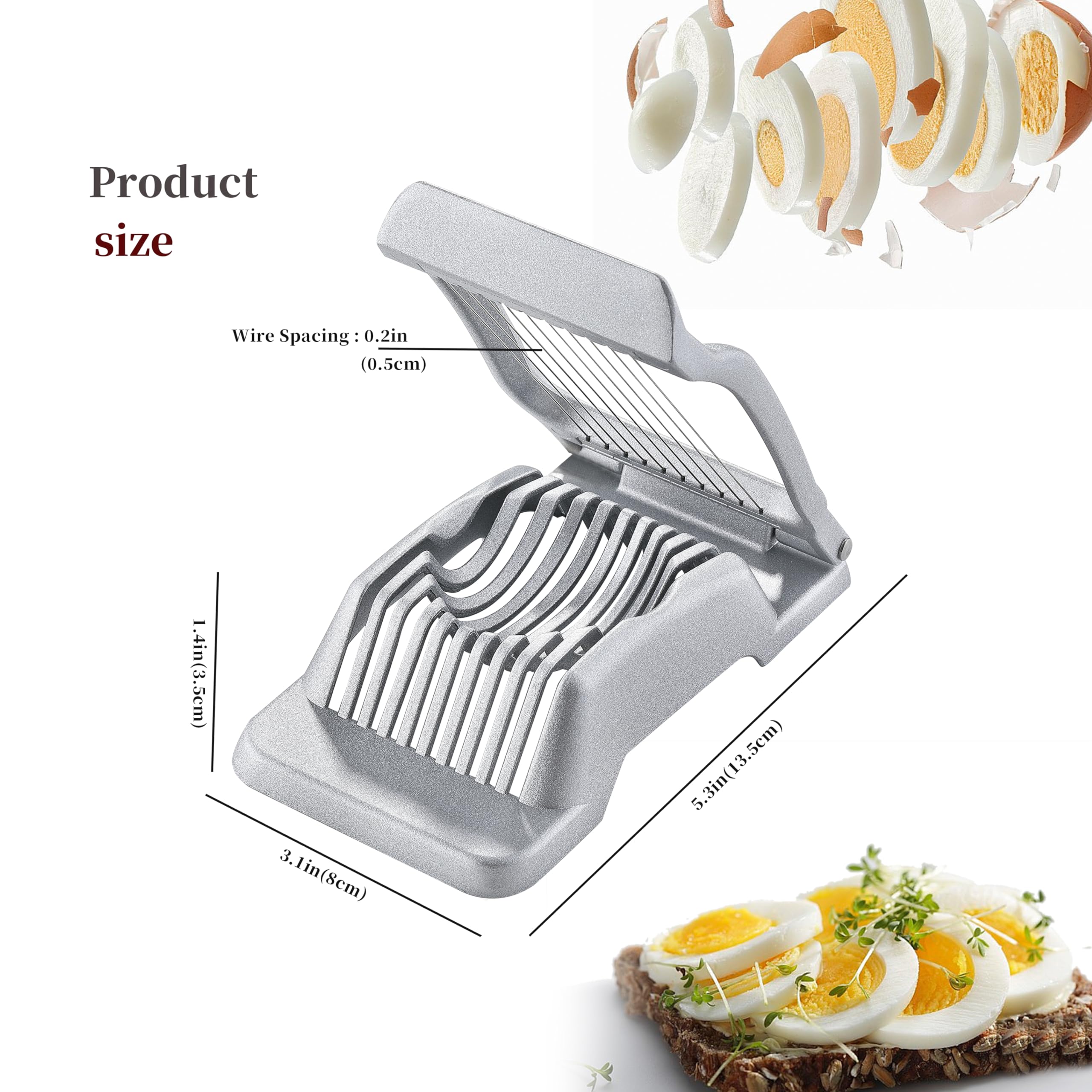 Egg Slicer for Hard Boiled Eggs, LCCOWOT Heavy Duty Strawberry Slicer Cutter, Stainless Steel Wire Cup Slicer with Aluminium Body, Perfect for Eggs, Fruit, Spam, Mushroom and More