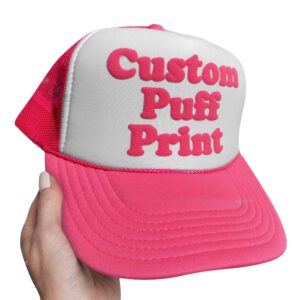 custom puff print trucker hat add your text custom hat for men women customizable trucker hat with snapback