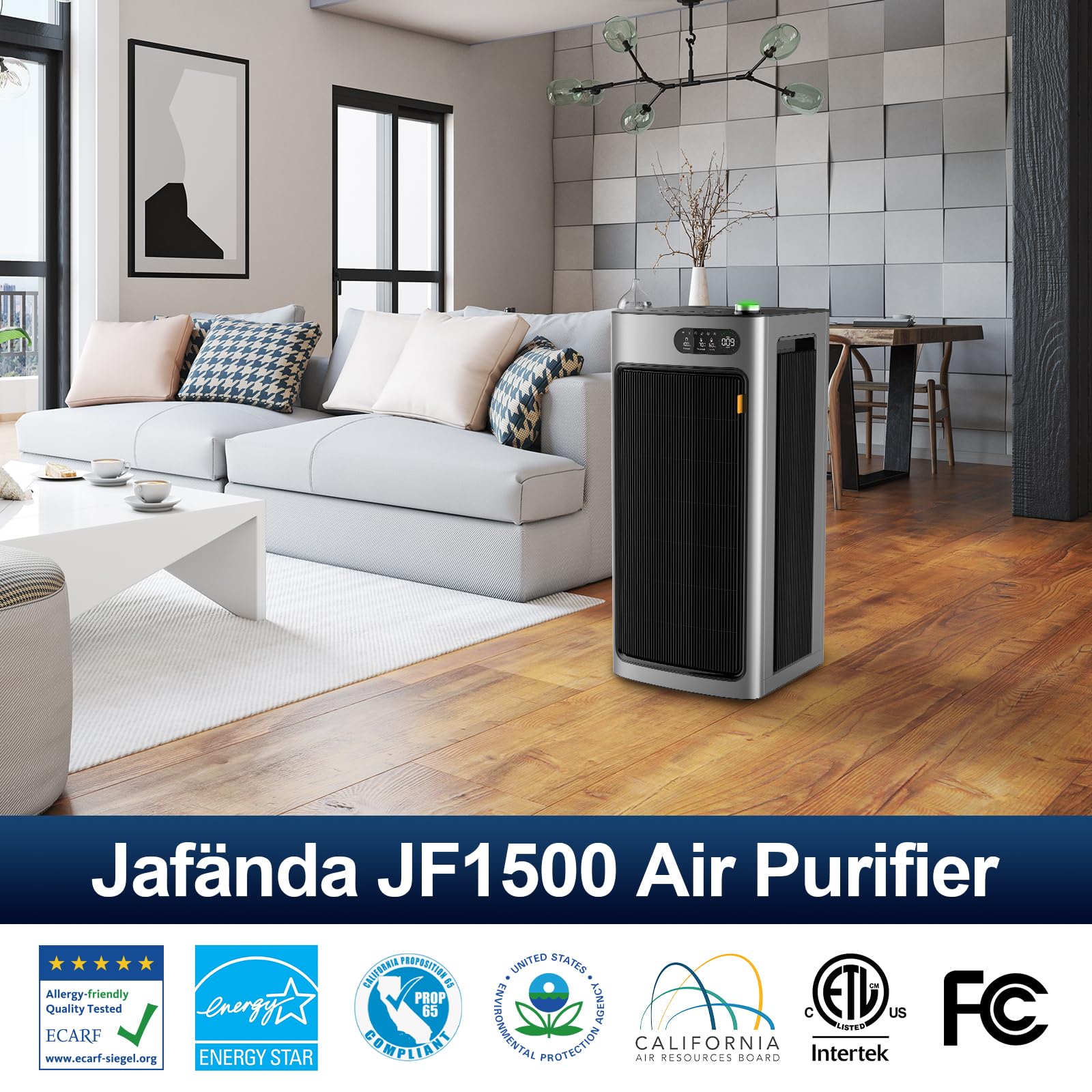 Jafända Air Purifier Smoke Filter Replacement for JF1500, True HEPA Filter, 10.14 lb Activated Carbon, Remove Smoke