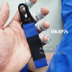 OKAPIS Jiu Jitsu Keychain BJJ Belt Promotion Gift Brazilian Jiu-Jitsu White Blue Purple Brown Black Belt Backpack Keyring (Blue)