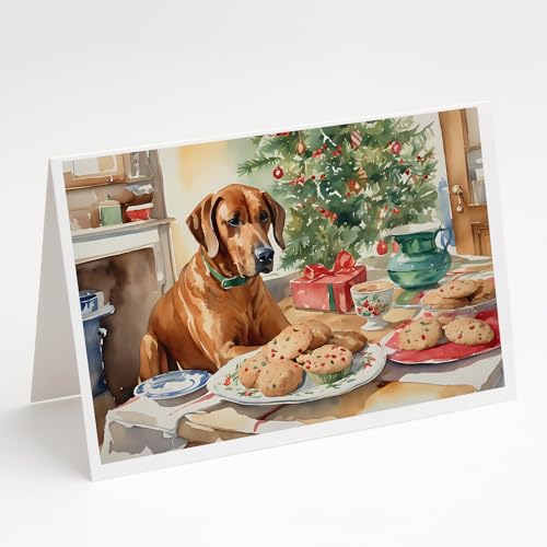 Caroline's Treasures DAC3875GCA7P Rhodesian Ridgeback Christmas Cookies Greeting Cards Pack of 8 Blank Cards with Envelopes Whimsical A7 Size 5x7 Blank Note Cards